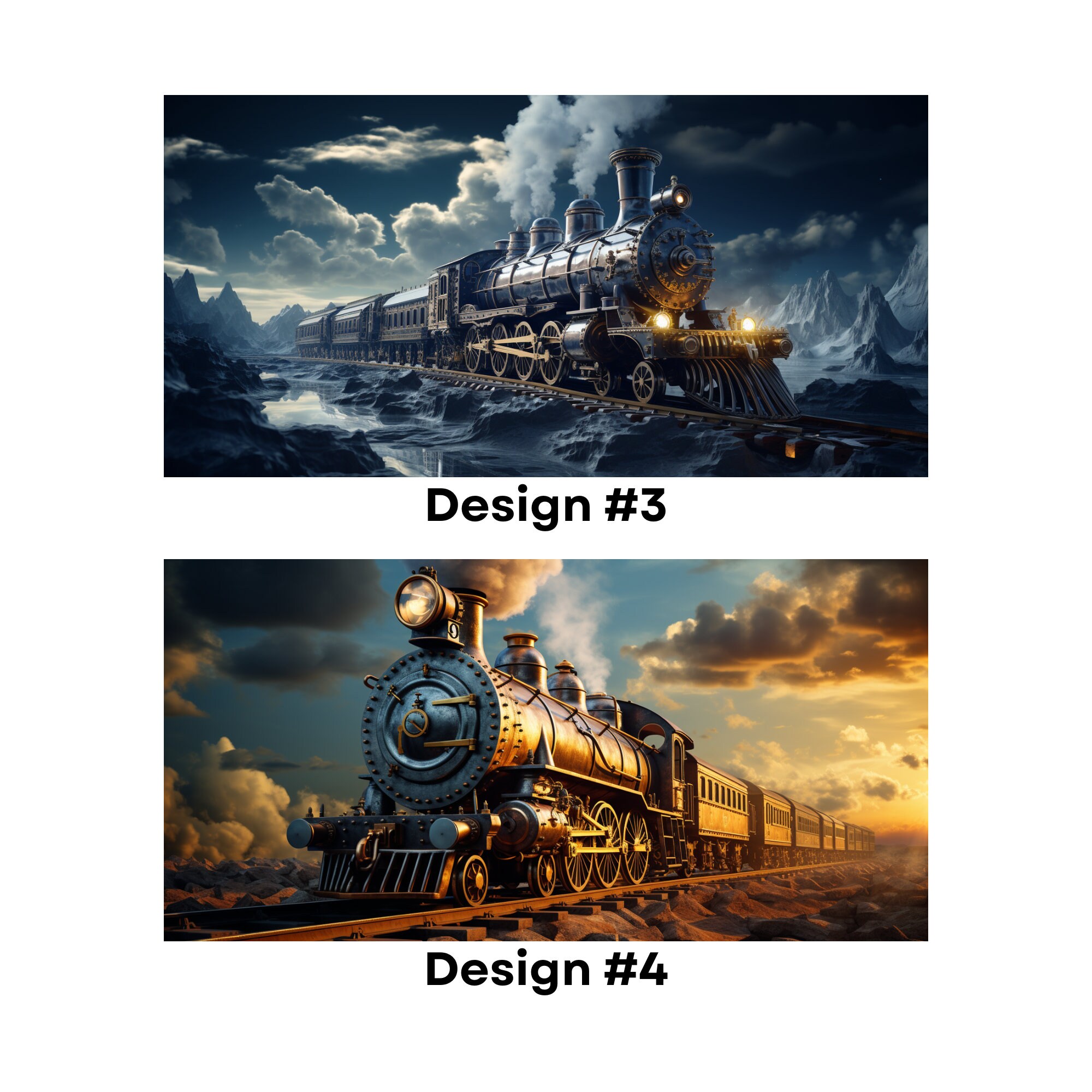 Steampunk Futuristic Train Desk Mat, Fantasy Steam Power Locomotive ...