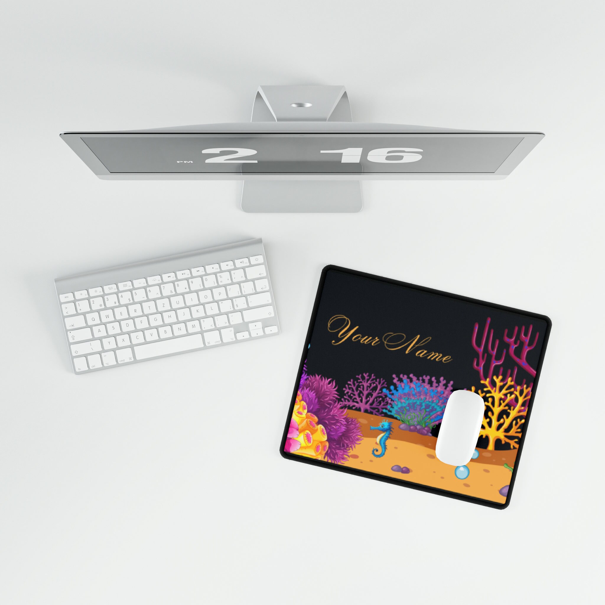 Personalized Vibrant Undersea Desk Mat, Aquatic Ocean Reef Depths Mouse ...
