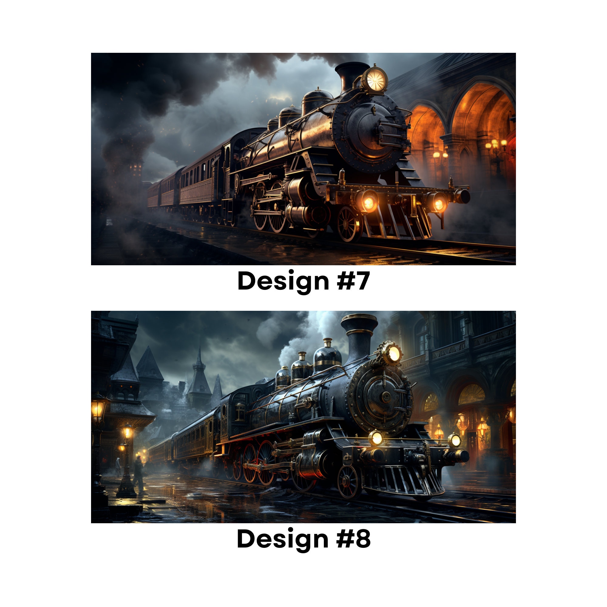 Steampunk Futuristic Train Desk Mat, Fantasy Steam Power Locomotive ...