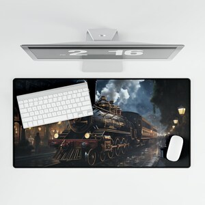 Steampunk Futuristic Train Desk Mat, Fantasy Steam Power Locomotive ...