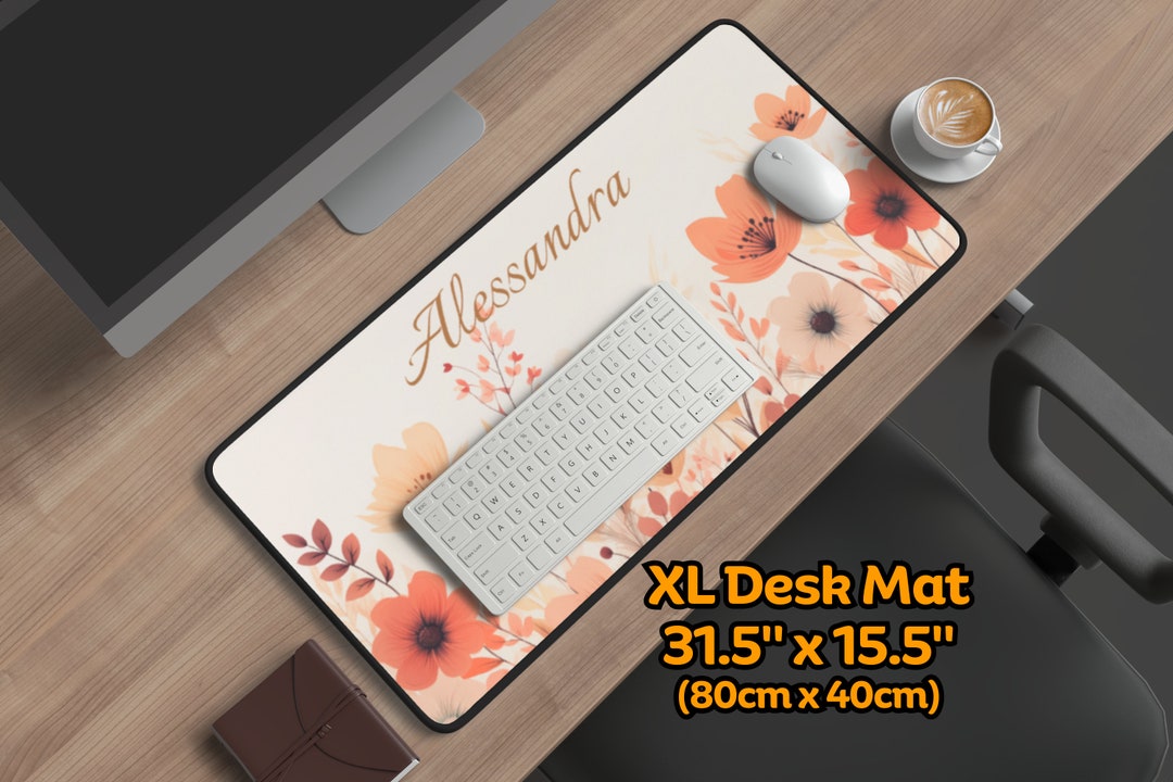 10 Personalized Boho Floral Pastel Desk Mat, Chic Modern Flower Mouse ...