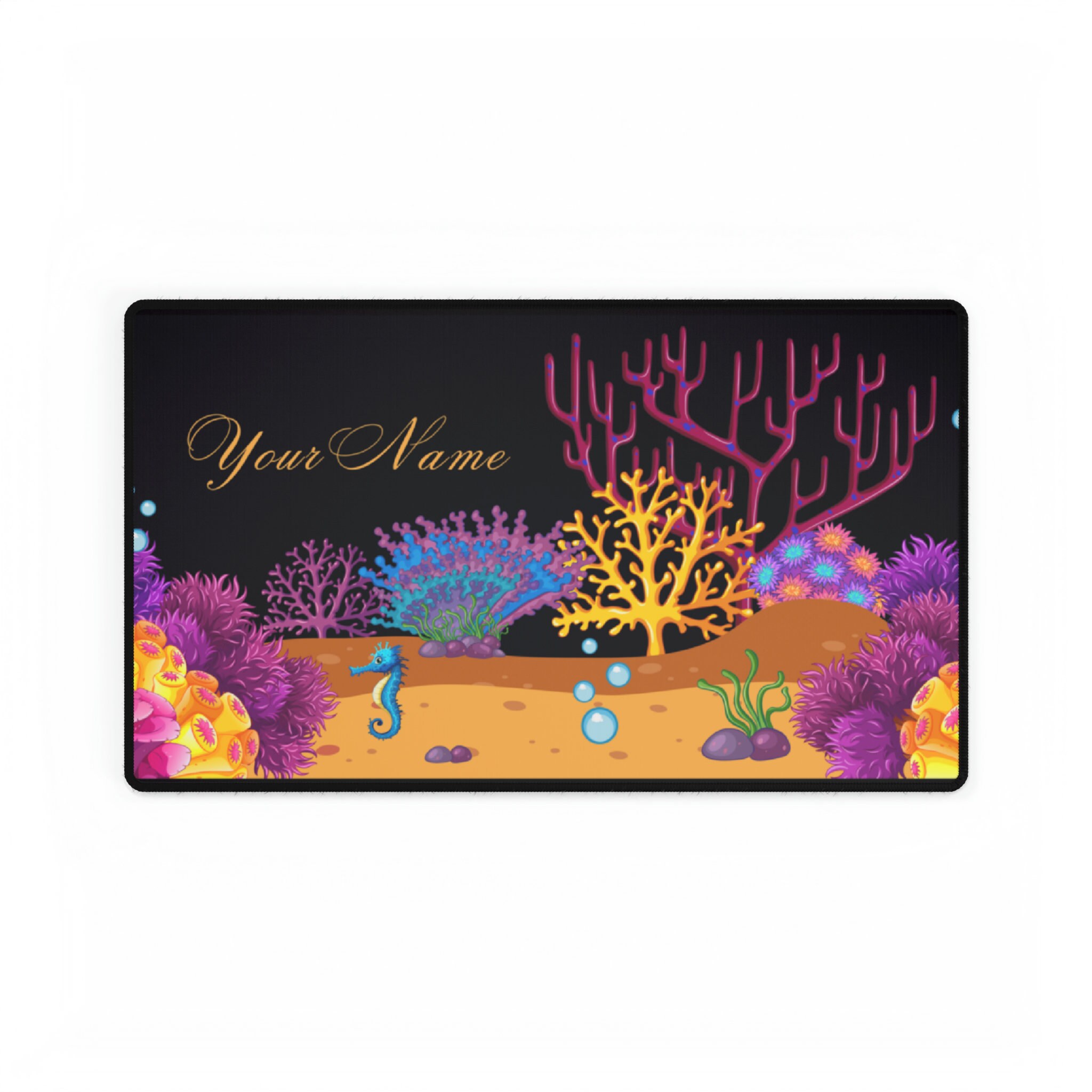 Personalized Vibrant Undersea Desk Mat, Aquatic Ocean Reef Depths Mouse ...