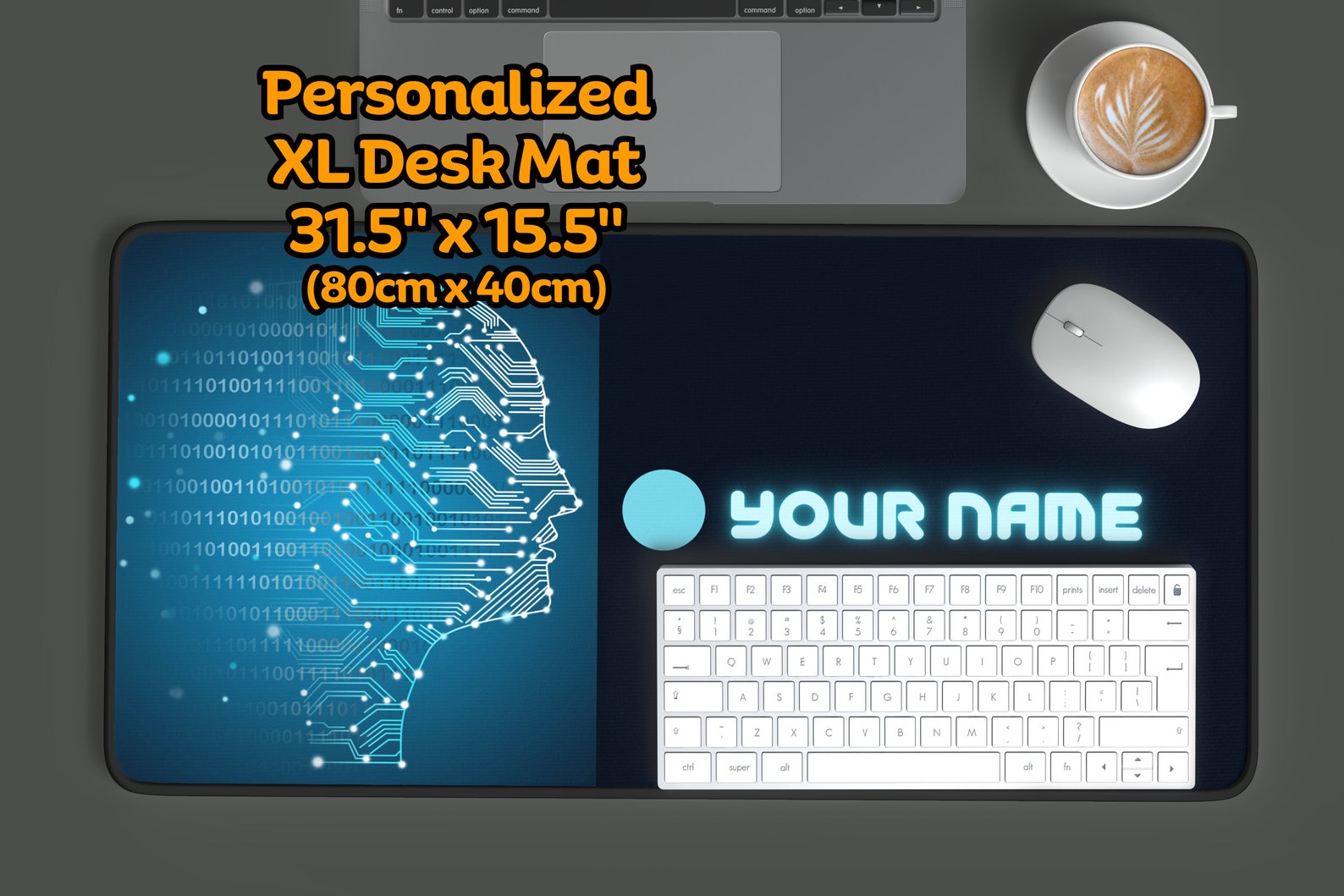Personalized Binary Technology Desk Mat, Futuristic Digital Code Mouse ...
