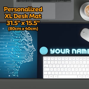 Personalized Binary Technology Desk Mat, Futuristic Digital Code Mouse ...