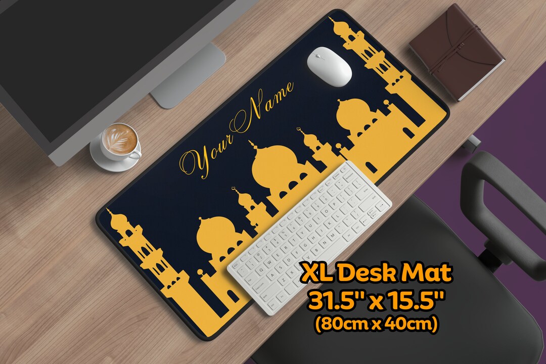 Personalized Arabesque Silhouette Desk Mat, Heritage Ornate Spiritual ...