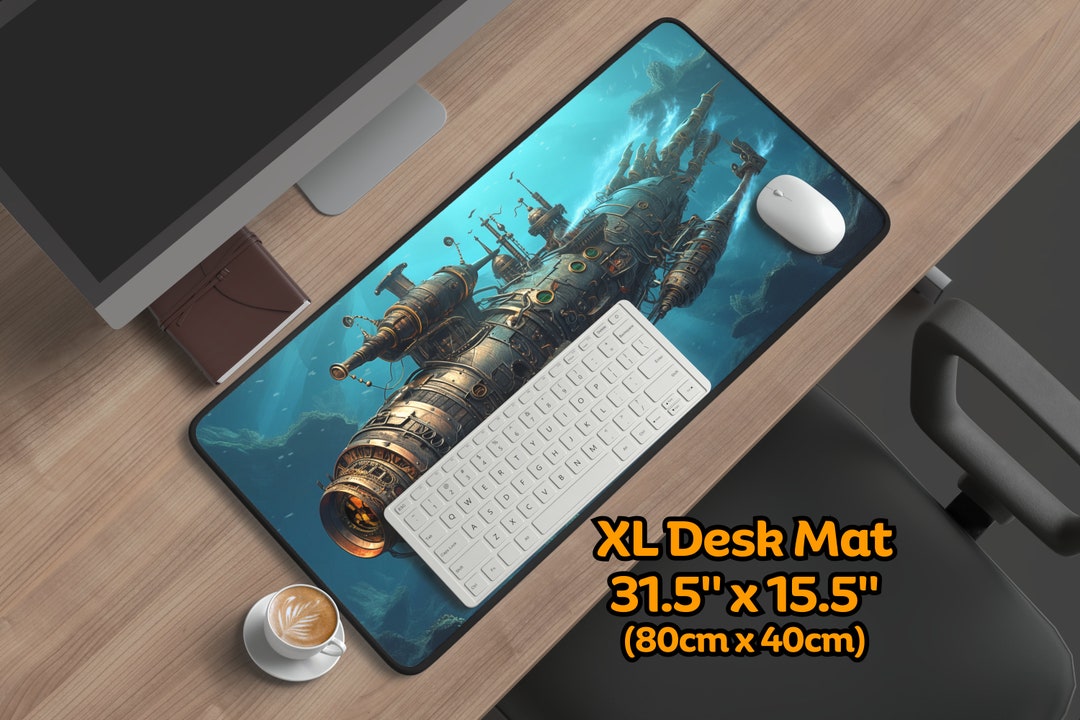 Steampunk Submarine Vehicle Desk Mat, Fantasy Steam Power Futuristic ...