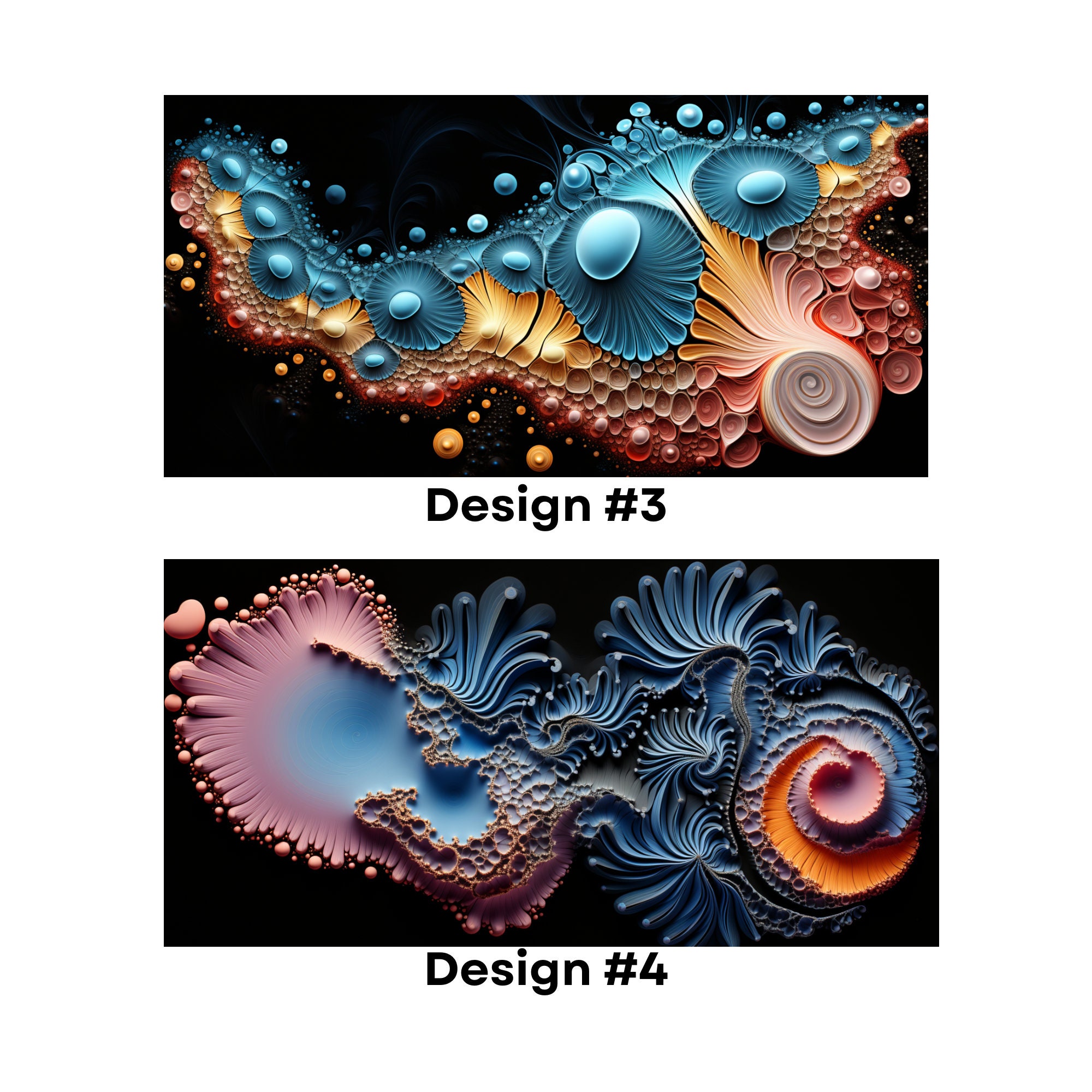 10 Fractal Mandelbrot Surreal Wall Art, Complex Vibrant Digital Art ...