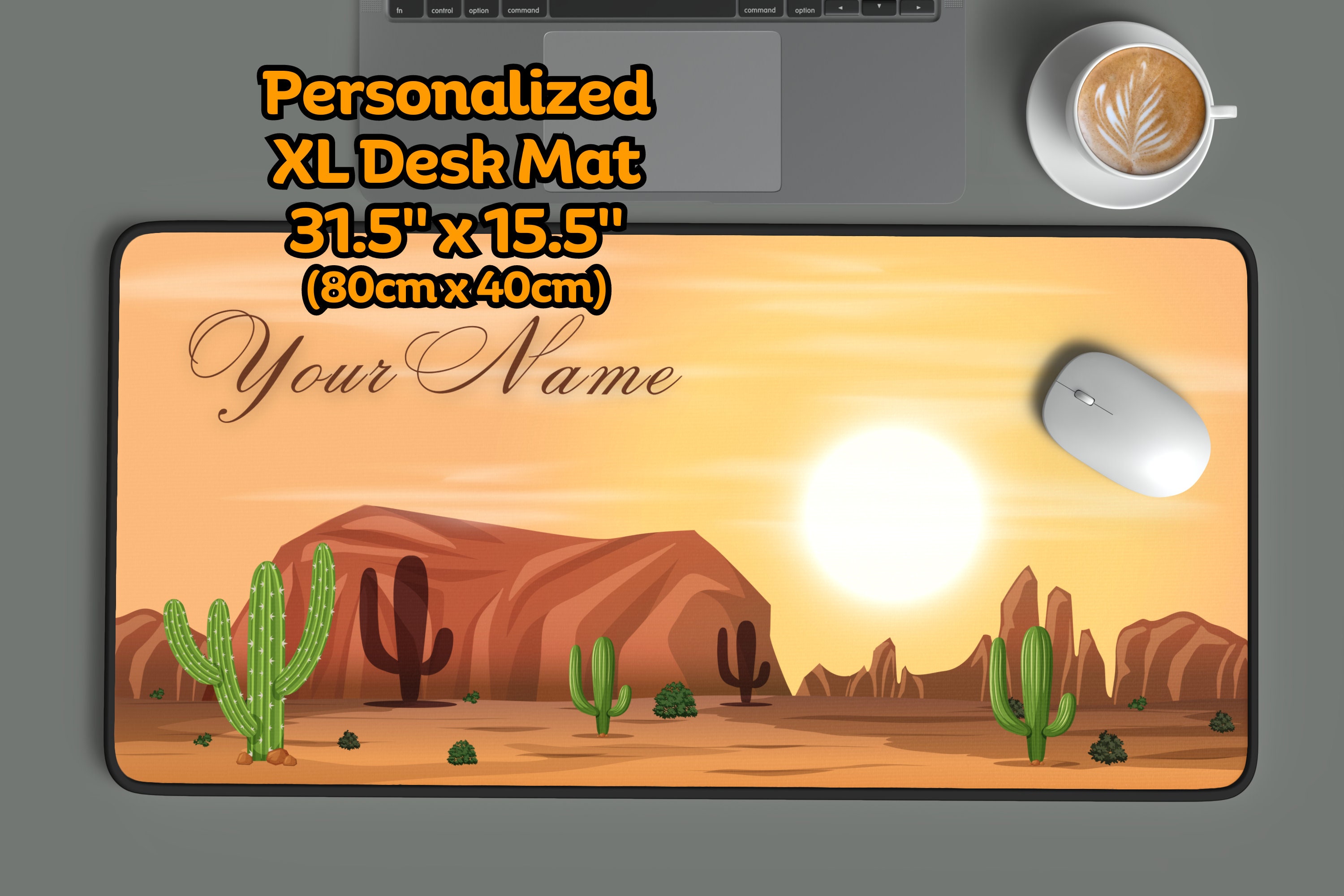 Personalized Desert Wilderness Desk Mat, Tranquil Sunset Landscape ...
