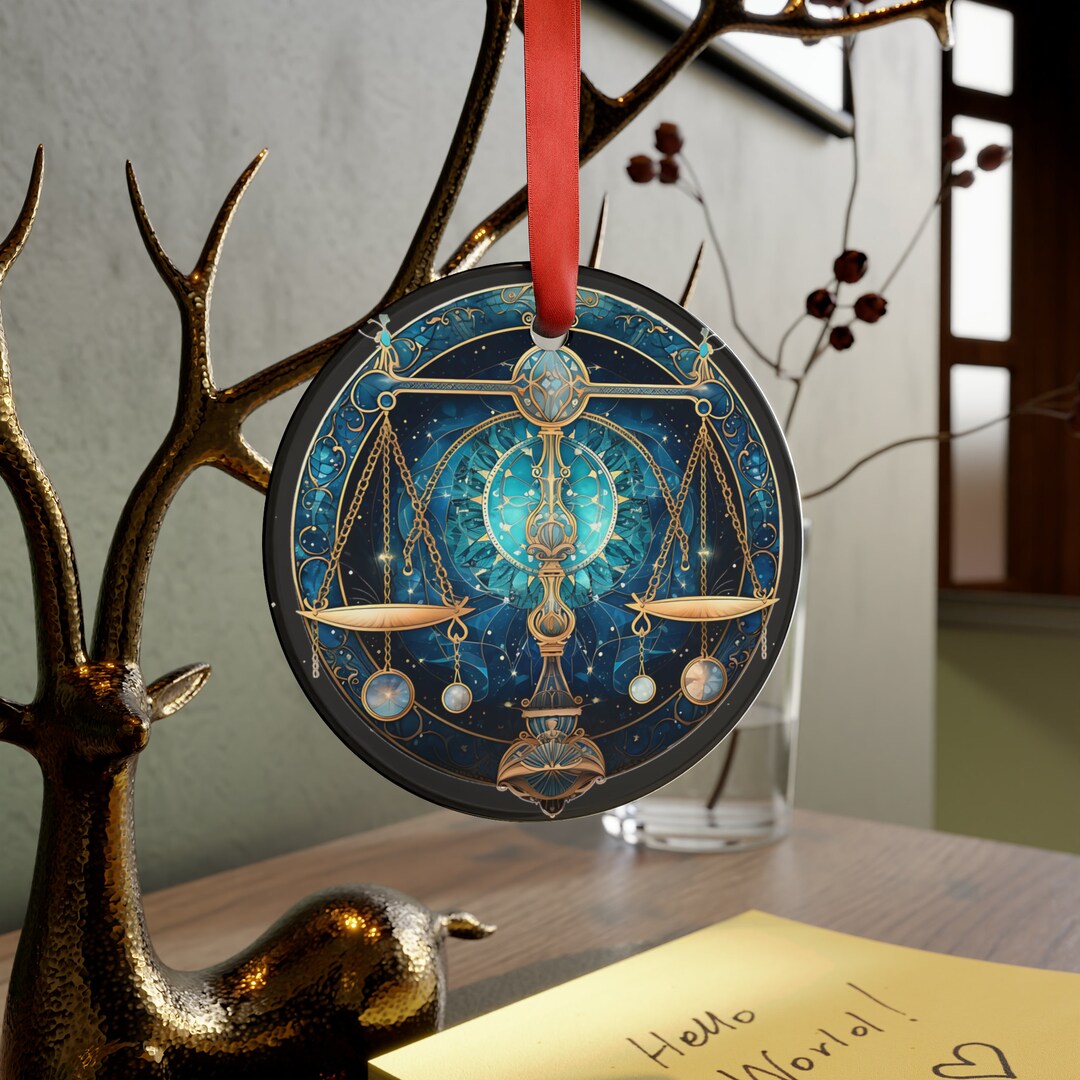 Libra Zodiac Sign Ornament Gift, Acrylic Astrology Round Ornament With ...