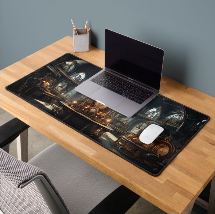 10 Steampunk Futuristic Factories Desk Mat, Fantasy Steam Power ...
