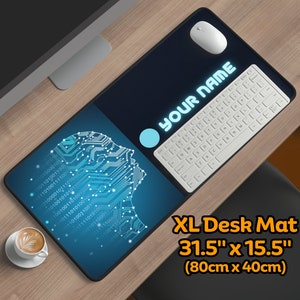 Personalized Binary Technology Desk Mat, Futuristic Digital Code Mouse ...