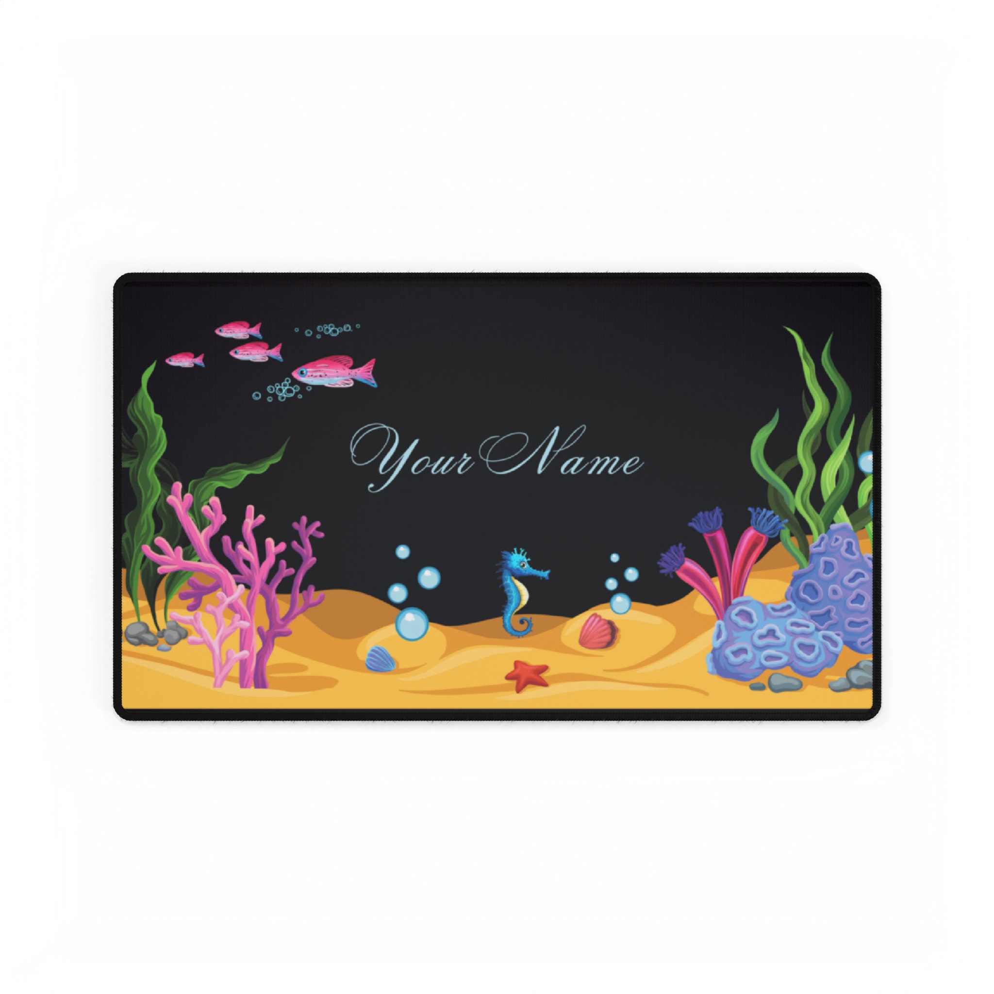 Personalized Vibrant Undersea Desk Mat, Aquatic Ocean Reef Depths Mouse ...