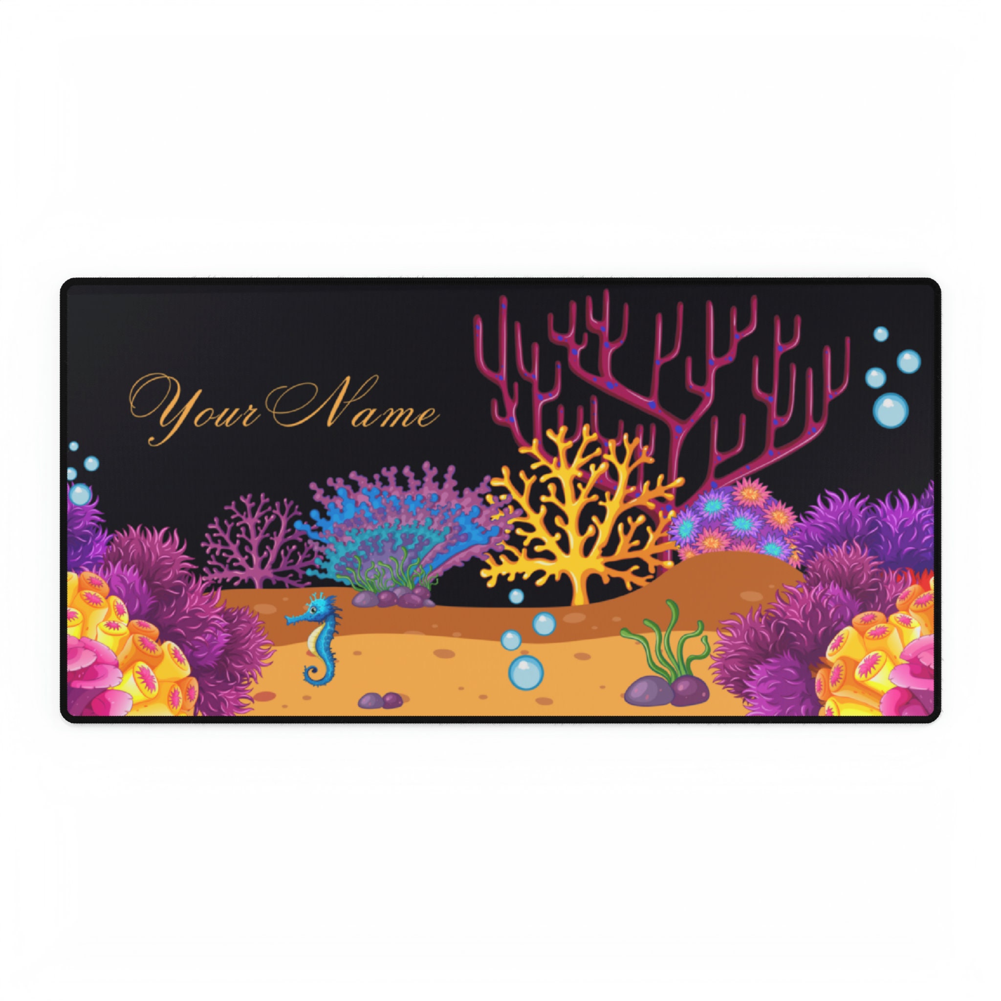 Personalized Vibrant Undersea Desk Mat, Aquatic Ocean Reef Depths Mouse ...