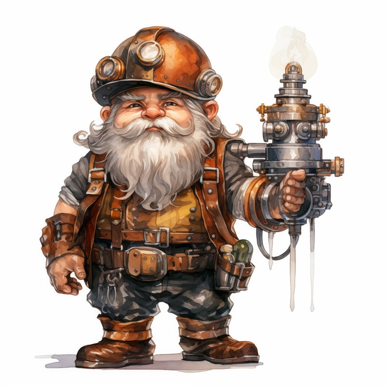 Steampunk Clip Art Working Dwarf 12 Printable Pngs Regular and ...