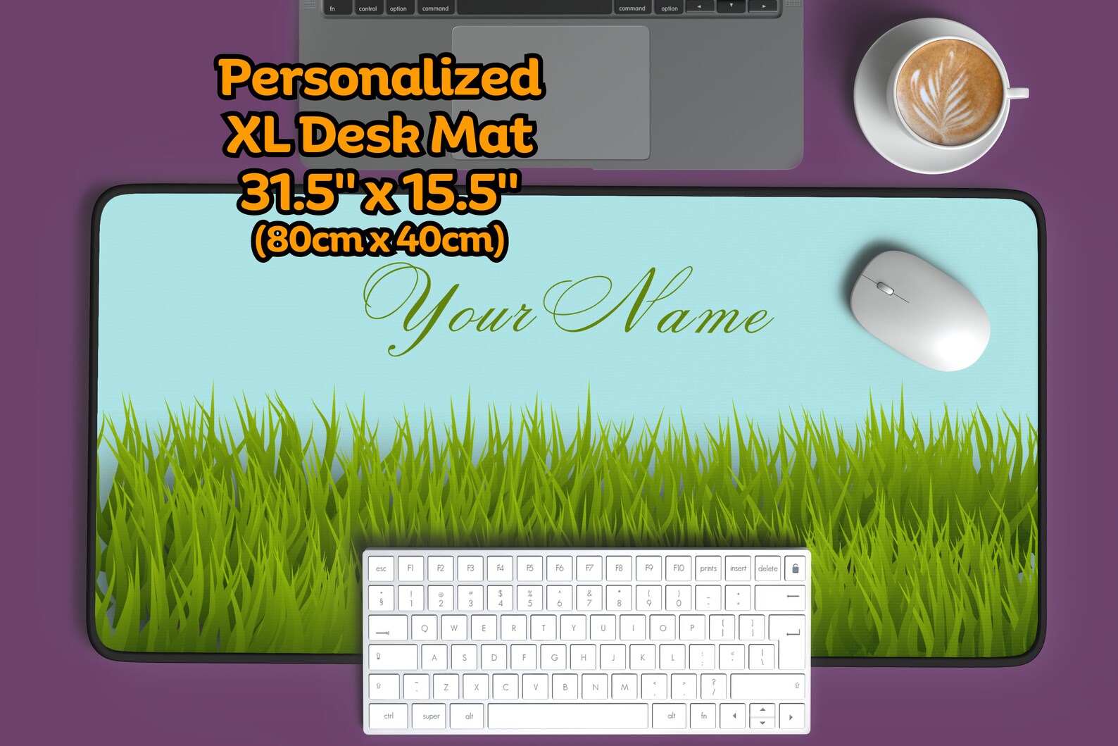 Personalized Grass Meadow Field Desk Mat, Verdant Lawn Herbal Mouse Pad ...
