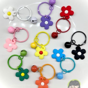 Personalized Cute Crochet Cat With Flower and Bell Keychain - Etsy