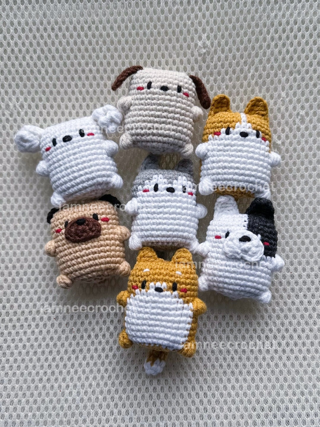 Customized Cute Crochet Dog With Flower and Bell Keychain - Etsy