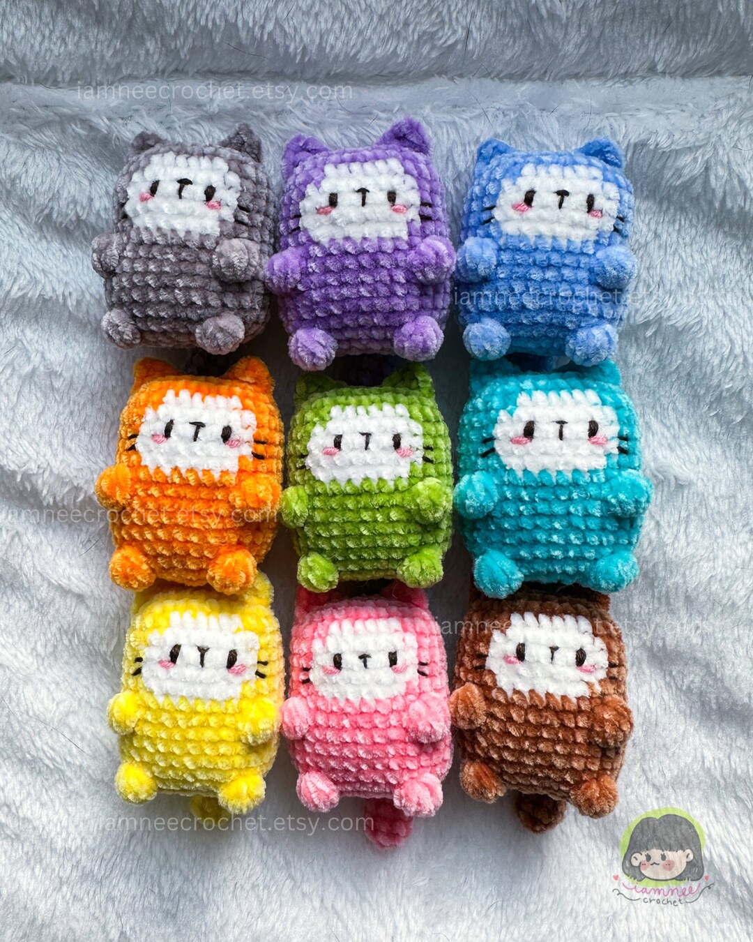 Cute Crochet Cat With Flower and Bell Keychain, FREE Customized Name ...