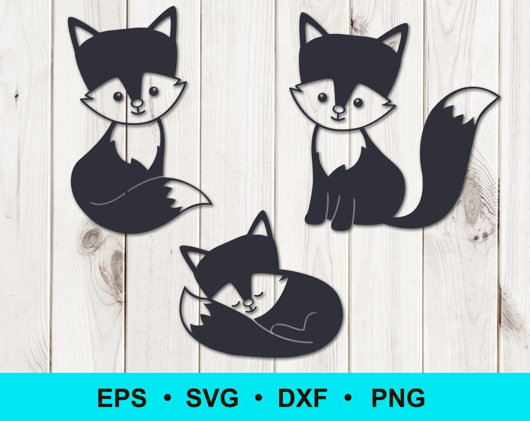 Fox SVG Silhouette Laser Cut Files - Svg DXF Png Eps. Vector Baby Fox ...