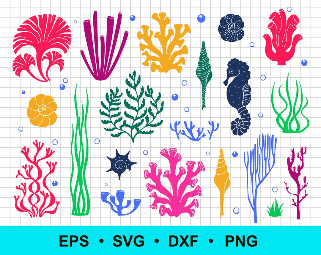 Coral Svg, Seaweed Svg, Shell Svg, Seahorse Svg, Png, Dxf, Eps. Ocean ...