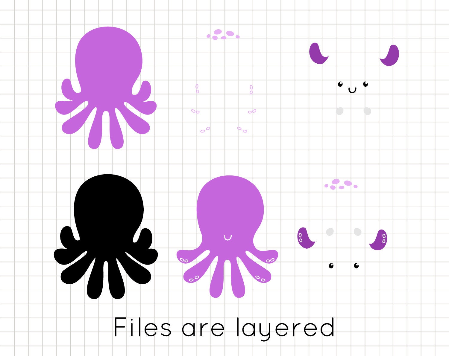 Cute Funny Octopus SVG, Png, Eps, Dxf File. Baby Animal Clipart. Sea ...