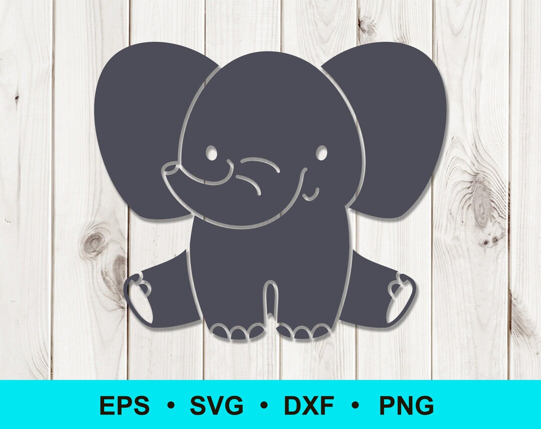 Baby Elephant SVG, PNG, DXF, Eps Files for Cricut, Silhouette. Cutting ...
