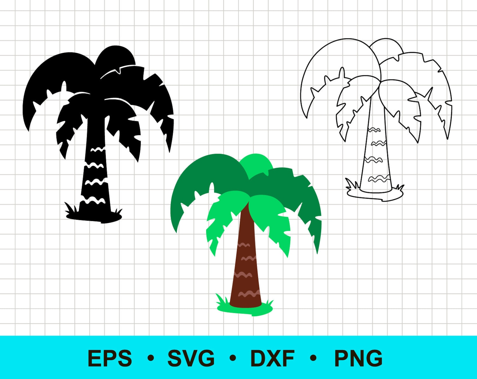 Cartoon Palm Tree SVG Files - Silhouette, Outline, and Layered Color ...