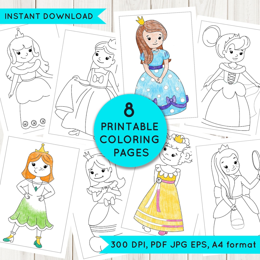 Princess Coloring Pages for Kids - Printable and Fun Activity. PDF, JPG ...