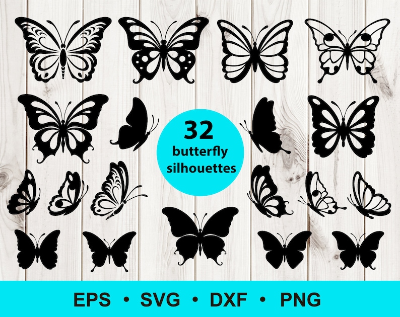 Butterfly SVG, Png, DXF, EPS. Butterfly Dragonfly Silhouette Clip Art. Butterfly Cut File ...