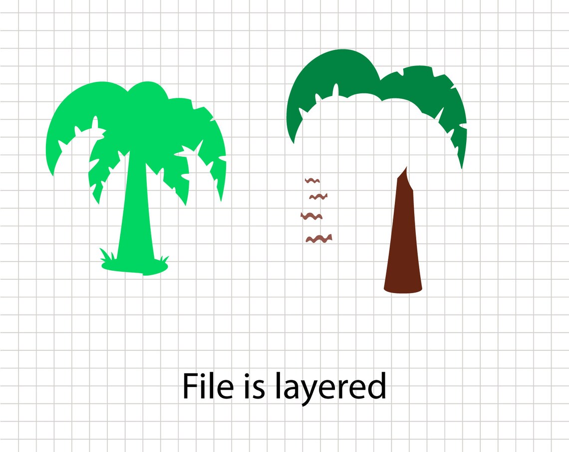 Cartoon Palm Tree SVG Files Silhouette, Outline, and Layered Color ...