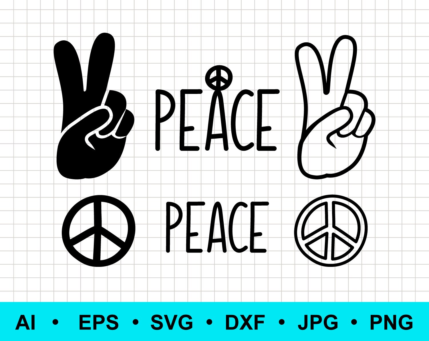 Peace Hand Sign and Peace Symbol SVG PNG Files | Hand Gesture ...