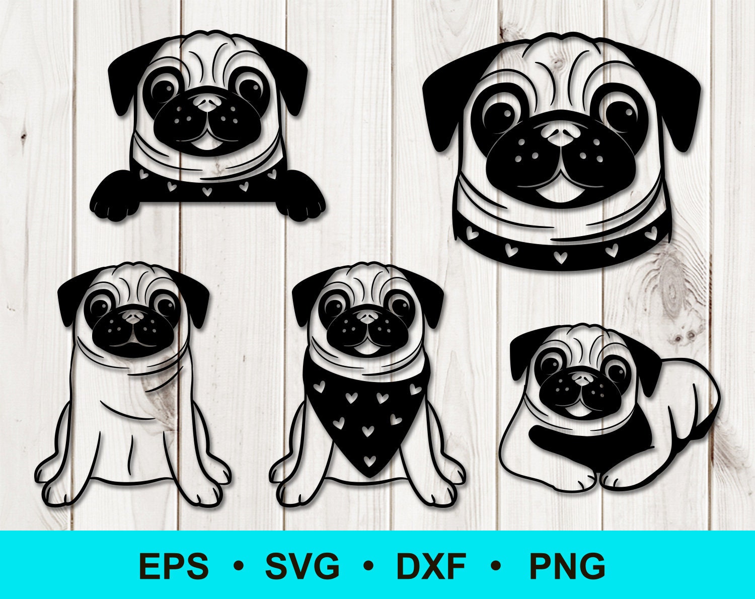 Pug Svg, Baby Dog SVG, PNG, DXF, Eps. Funny Puppy Pug. Pug Clip Art ...