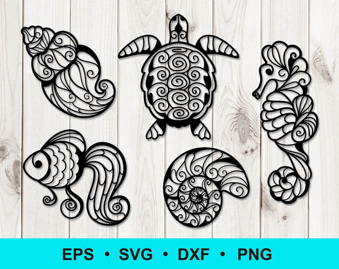 Sea Turtle Svg, Shell Svg, Seahorse Svg, Gold Fish Svg. SVG Files for ...