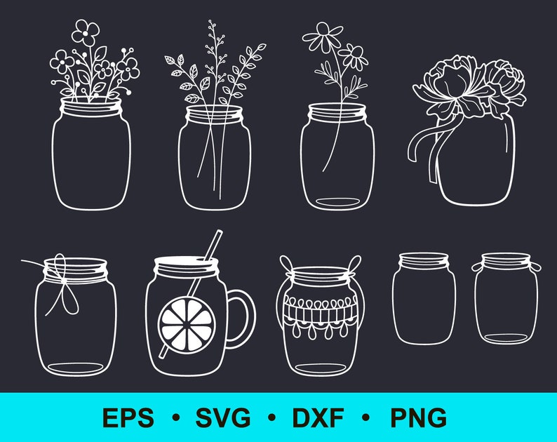 Vector Jar Outlines With Flowers - SVG Files for Crafting, DIY Projects ...