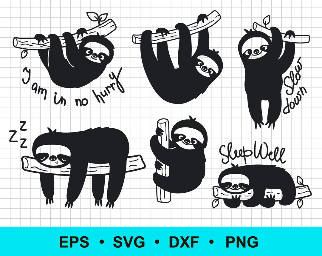 Sloth Svg, Sleeping Sloth Svg, Baby Sloth Svg, Png, Dxf, Eps. Funny ...