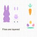 Easter Bunny Rabbit Carrot Egg Clipart | Silhouette Outline Layered ...