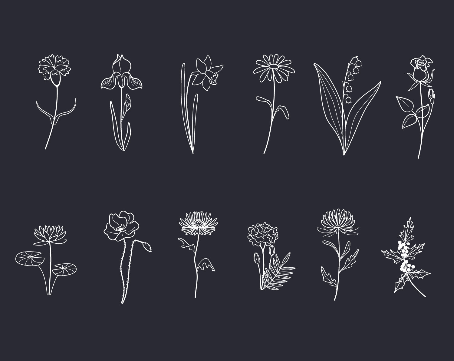 Birth Flowers Svg, Png, Dxf, Eps. Birth Month Flowers Bundle. Flower ...