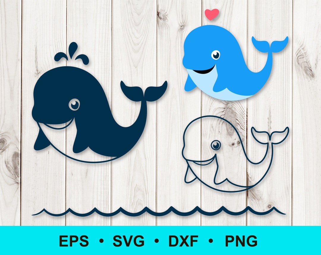 Wal svg, png, dxf, eps. Niedliche Wal Silhouette ClipArt. Cartoon Wal ...