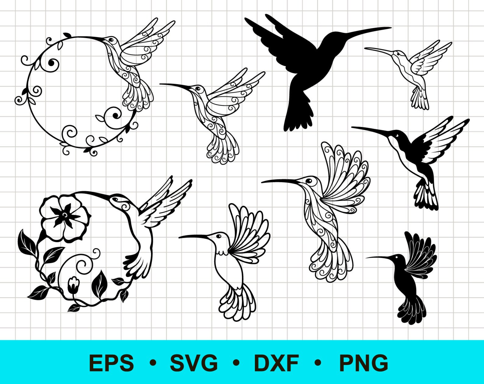 Hummingbird Svg, Bird Silhouette Svg, Dxf, Png, Eps Files. SVG Files ...
