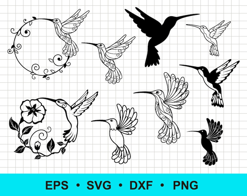 Hummingbird Svg, Bird Silhouette Svg, Dxf, Png, Eps Files. SVG Files ...