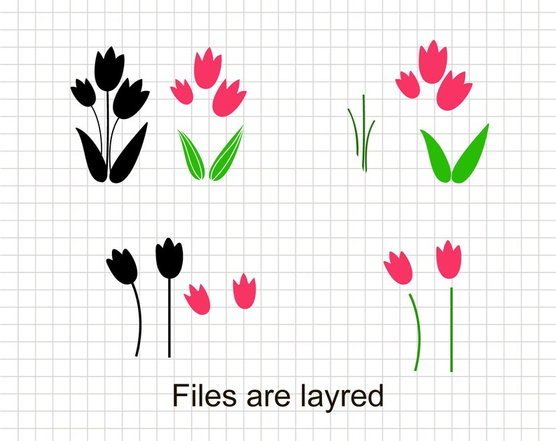 Tulip Flower SVG, PNG, DXF, Eps. Simple Flower Shape Cut Files. Tulip ...