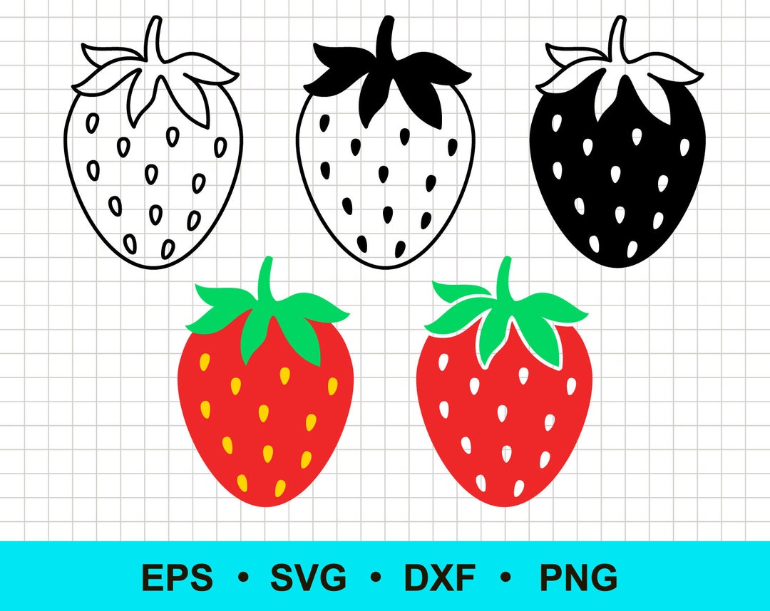 Strawberry SVG Files - Outline, Silhouette, and Layered Color Designs ...
