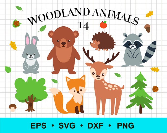 Woodland Animals Svg Bundle, Baby Animals Svg, Rabbit,hedgehog,fox,bear ...