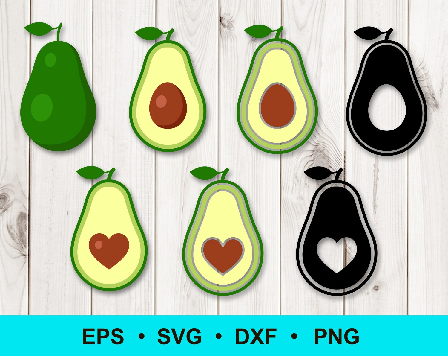 Avocado Svg, Png, Dxf, Eps. Avocado Clipart. Summer Fruit Silhouette ...