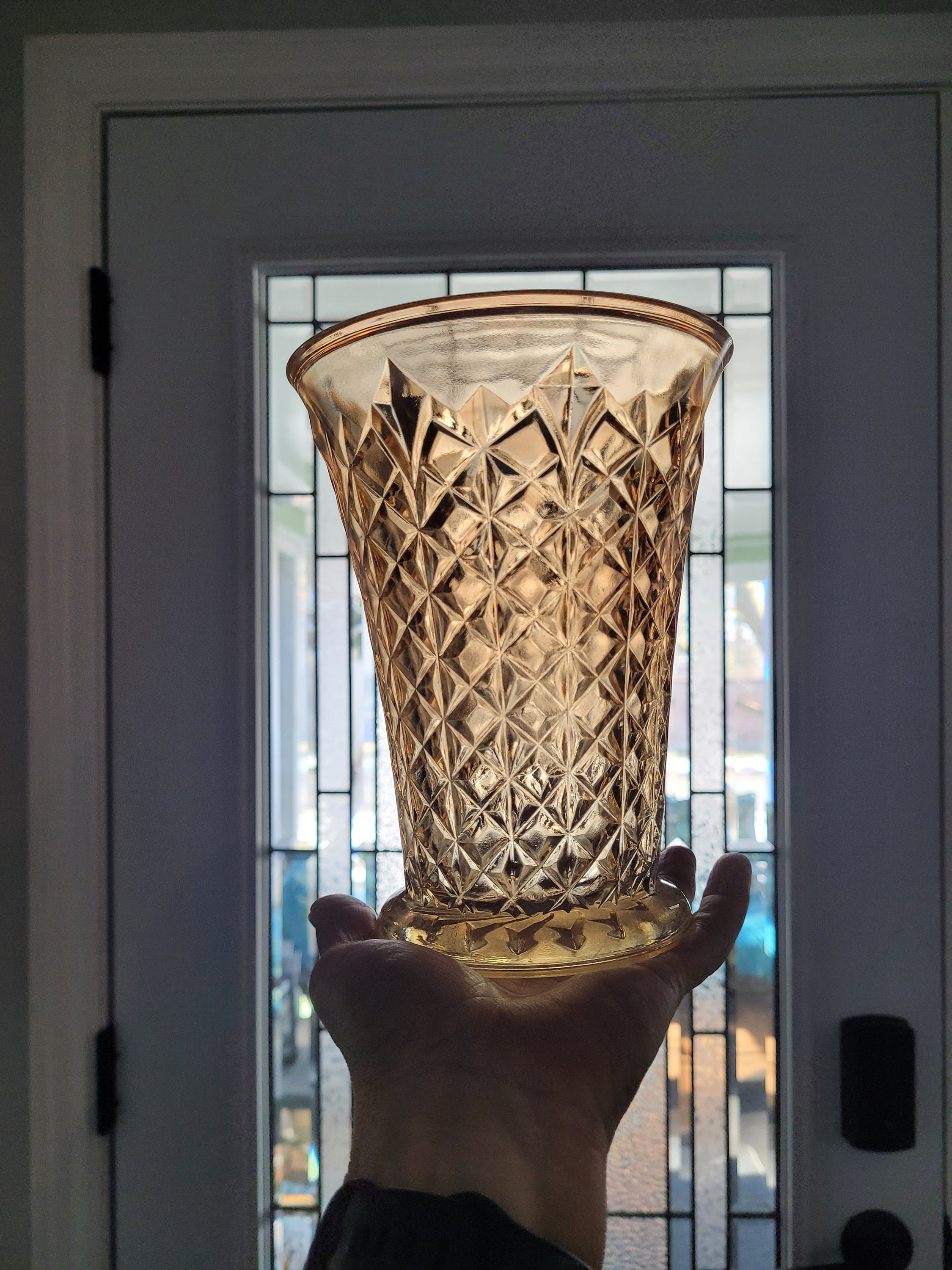 Vintage Sowerby Carnival Glass Vase - Etsy