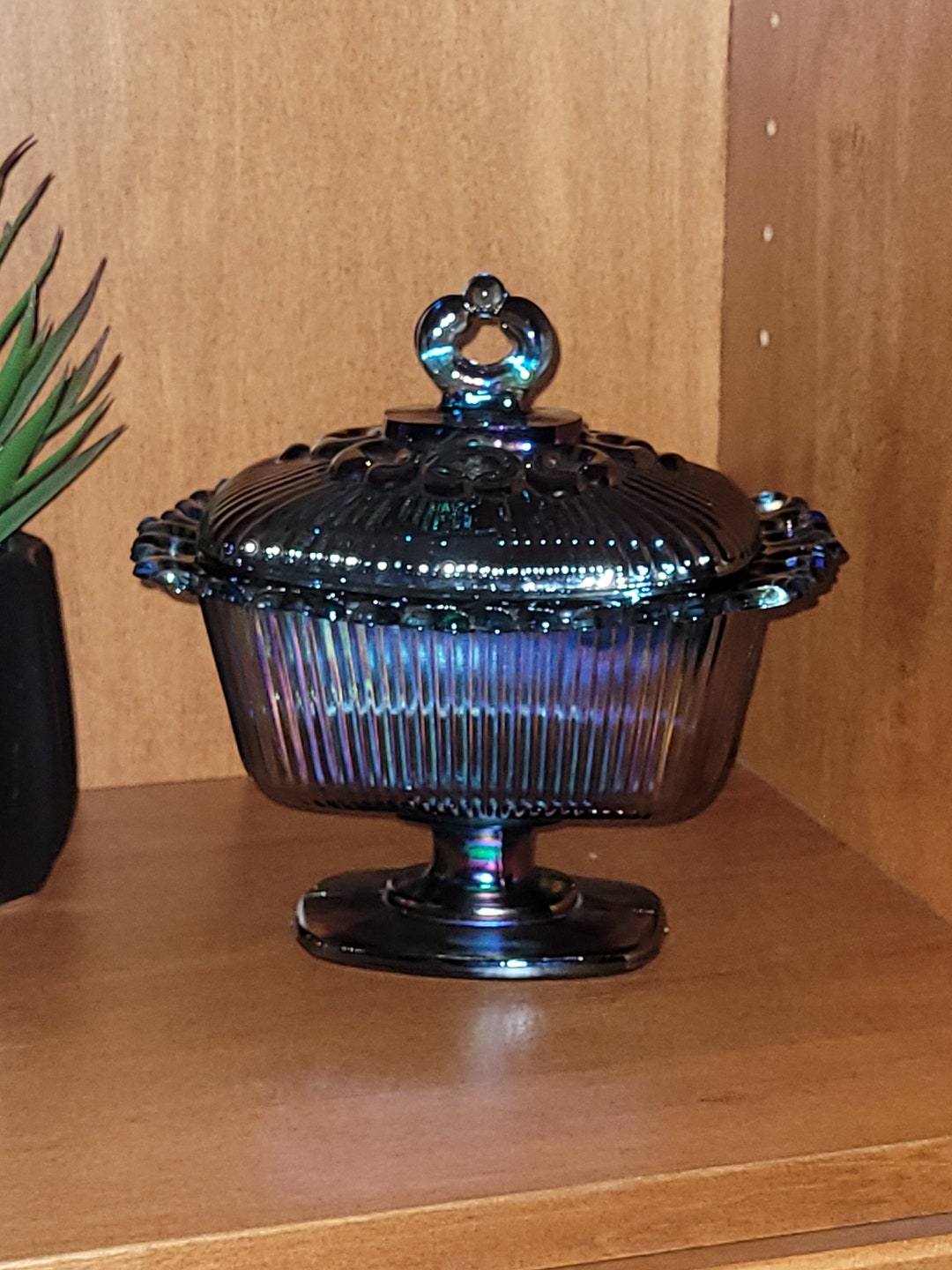 Gorgeous Carnival Glass Dish - Etsy
