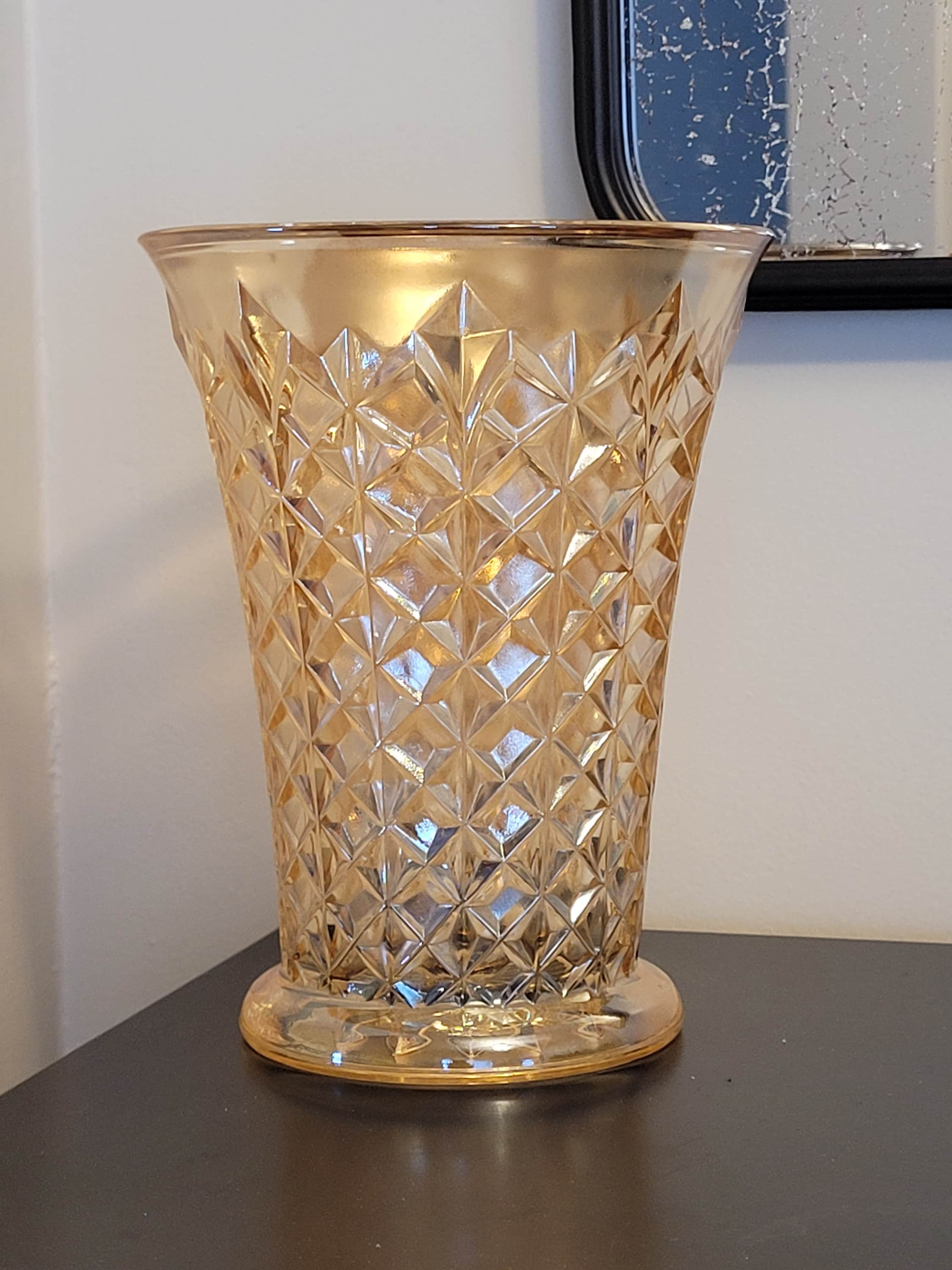 Vintage Sowerby Carnival Glass Vase - Etsy