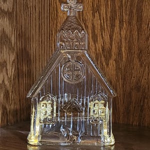 Pretty Glass Church Candle Holder - Etsy