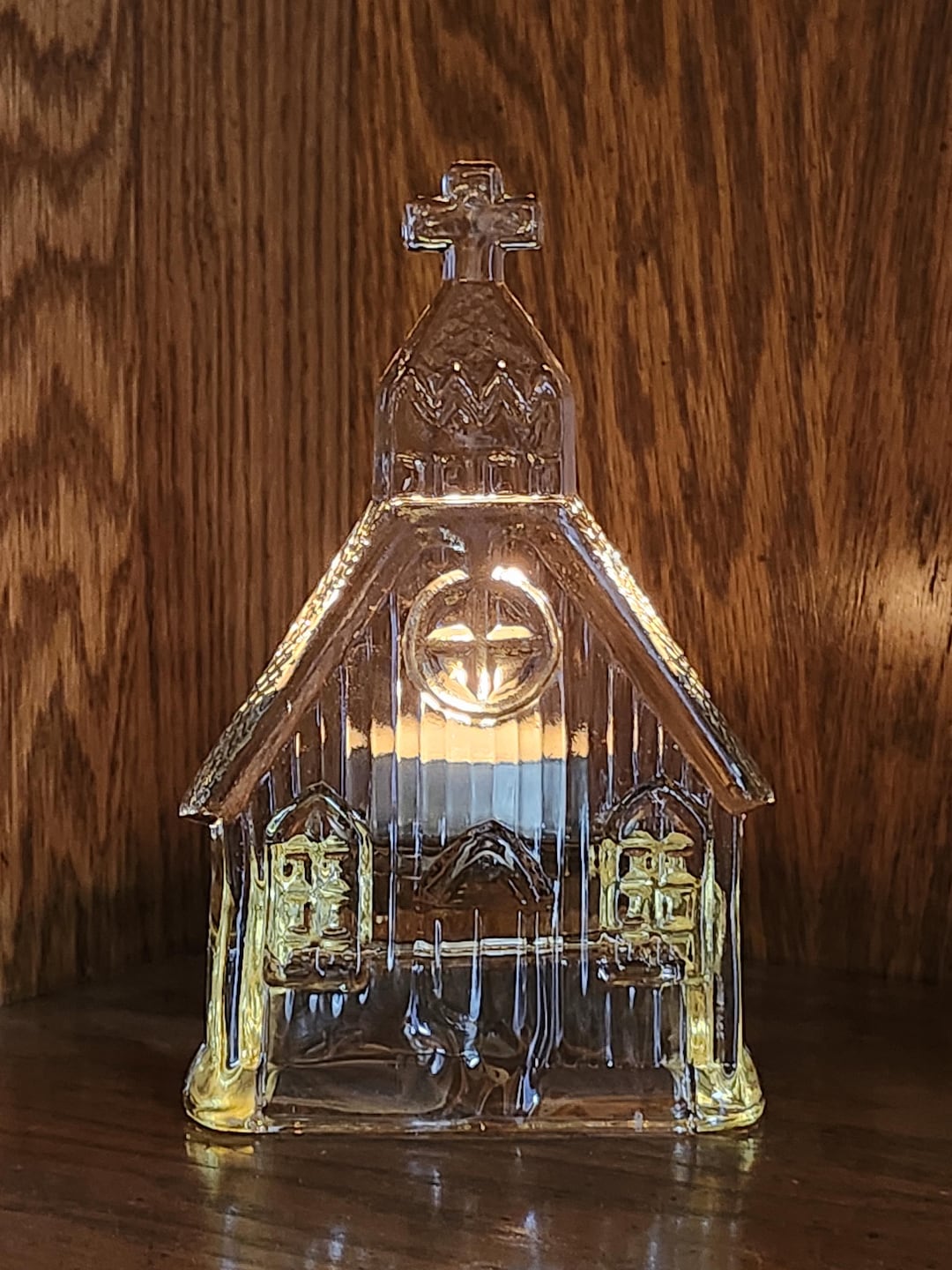 Pretty Glass Church Candle Holder - Etsy
