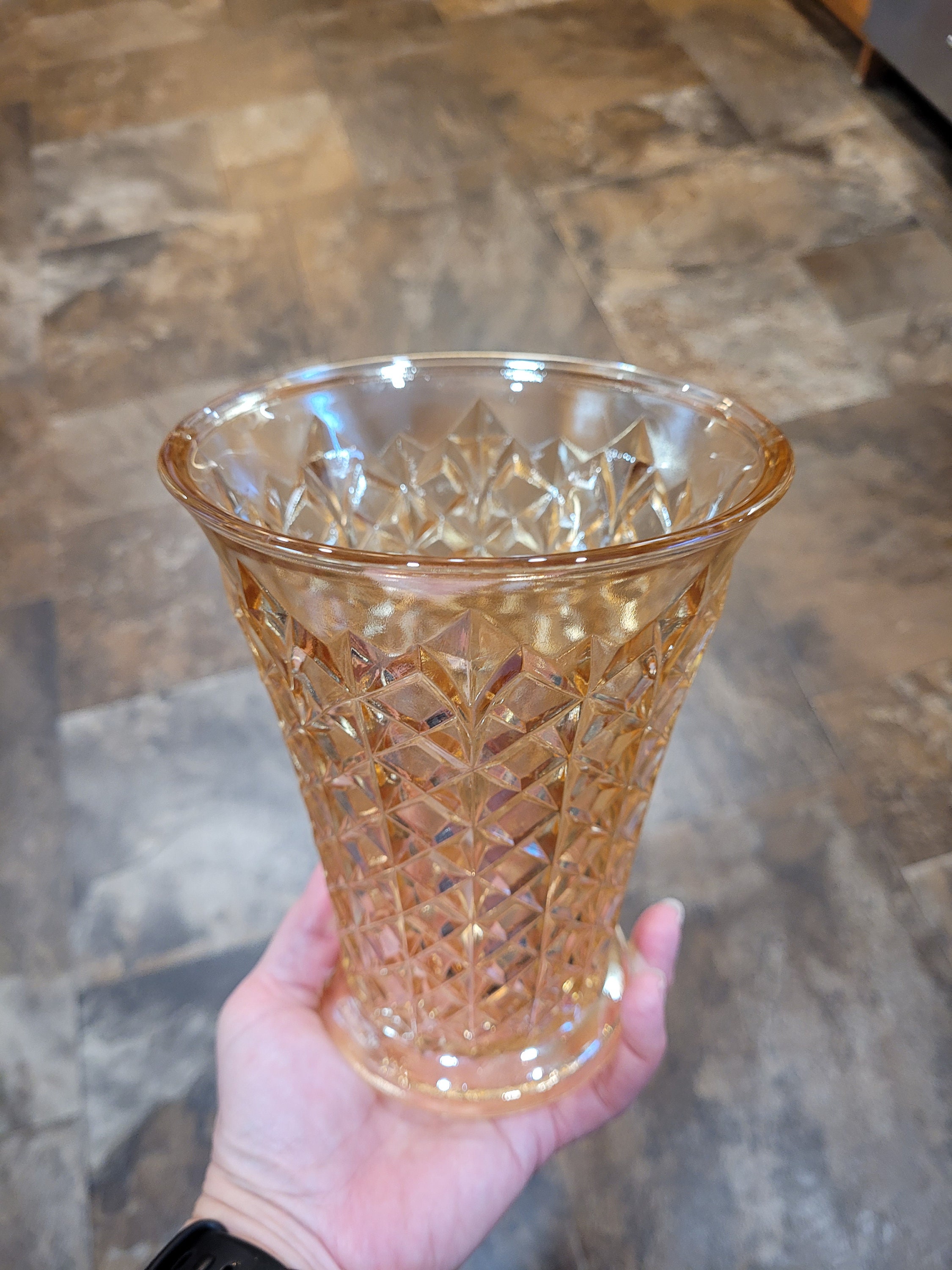 Vintage Sowerby Carnival Glass Vase - Etsy